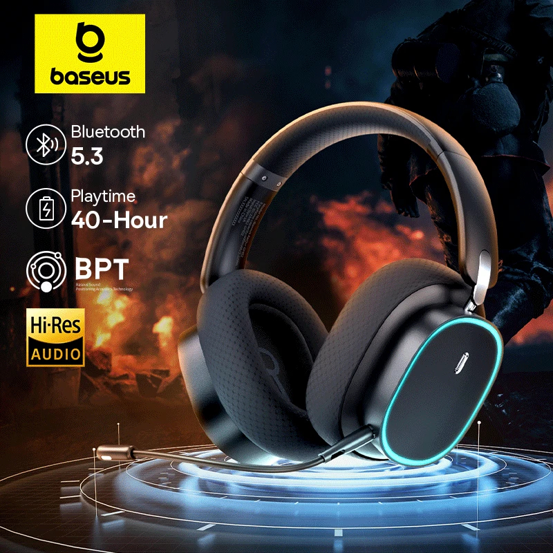 Fone Baseus-Wireless Gaming Headphone com microfone, Bluetooth 5.3 ...