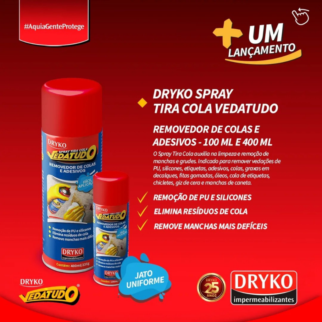 Tira Cola Spray Dryko 100ml remove Silicone, PU, Etiquetas, Adesivos ...