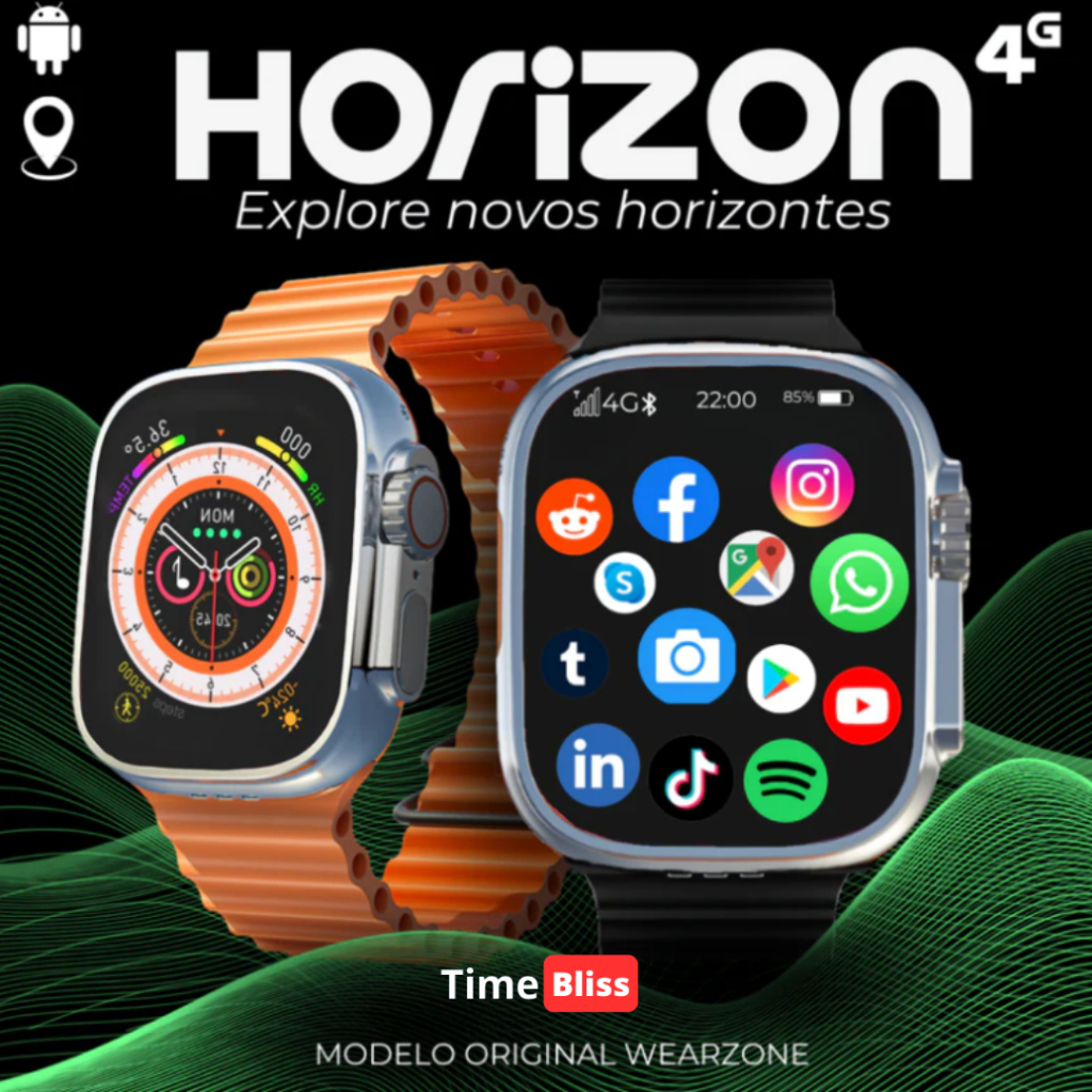 Smartwatch Android Com Whatsapp Horizon 4G -2 Pulseiras, GPS, e Google ...