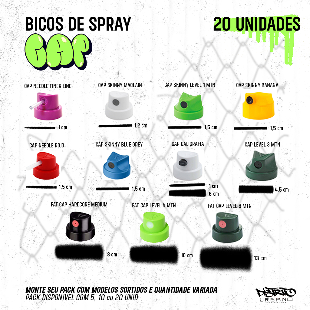 Kit com 20 Caps - Bicos de Spray para Graffiti diversos modelos ...
