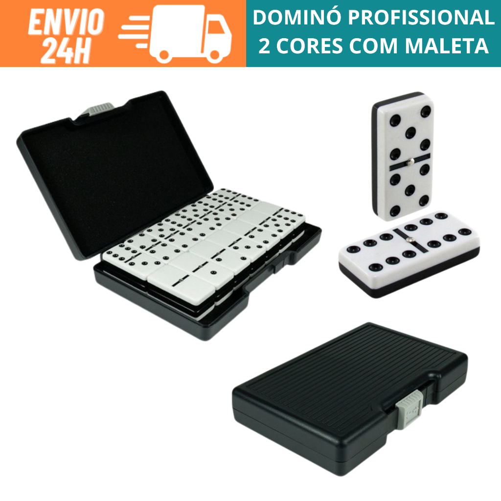 Jogo De Dominó Profissional 28 Peças 12mm Double Face Com Maleta Domino ...