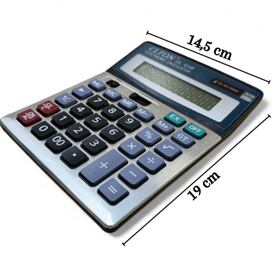 Calculadora Grande Eletrônica De Mesa 12 Dígitos (19x14,5cm) | Shopee Brasil