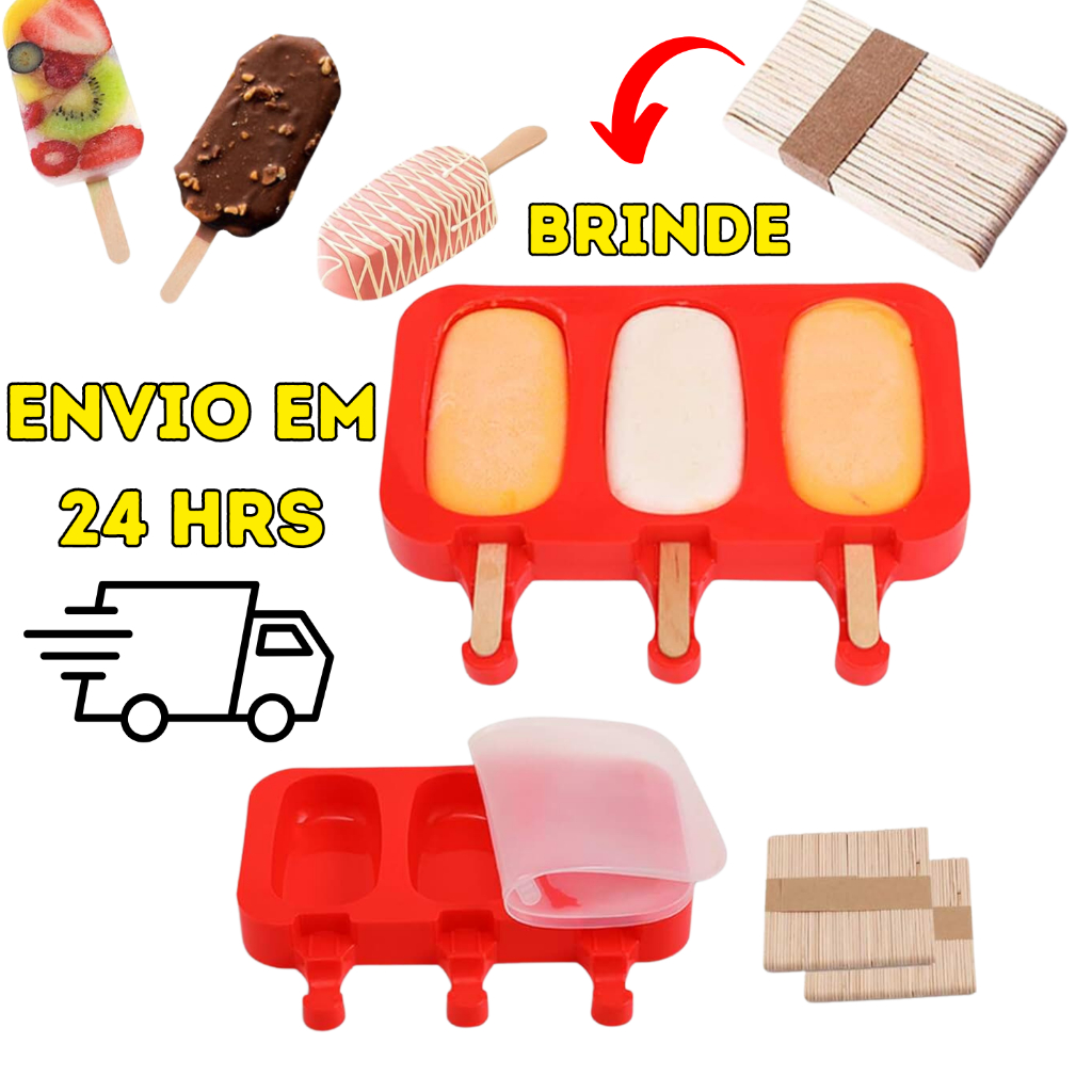 Forma De Picolé Sorvete Silicone Magnum Formato Normal Lisa Com 50 ...