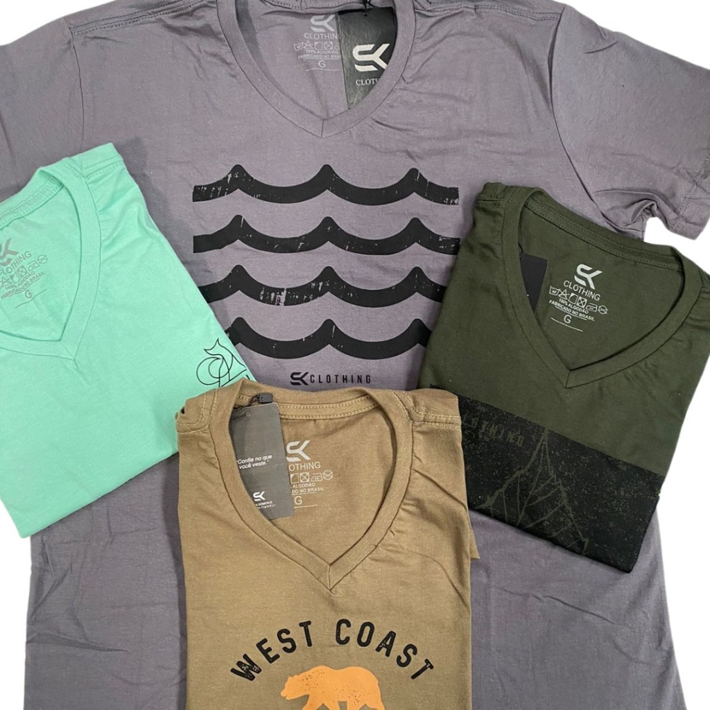 Kit 3 Camisetas Bonitas Plus Size Masculina G1 A G6 Gola V Envio do ...