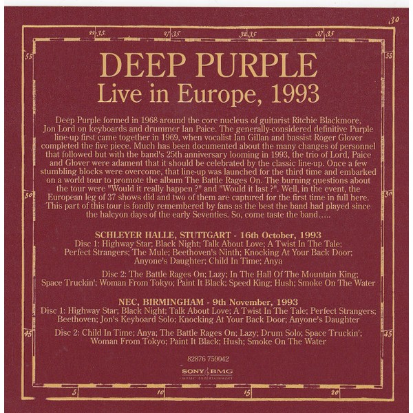 Deep Purple Live in Europe 1993 - Bootleg Version (soundboard 4 CDs ...