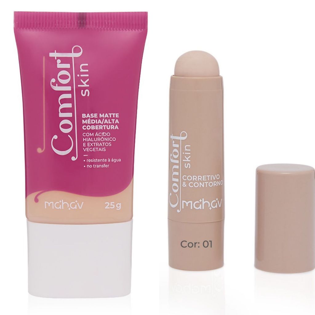 Base Matte + Corretivo Stick Bastão COMFORT SKIN Mahav | Shopee Brasil