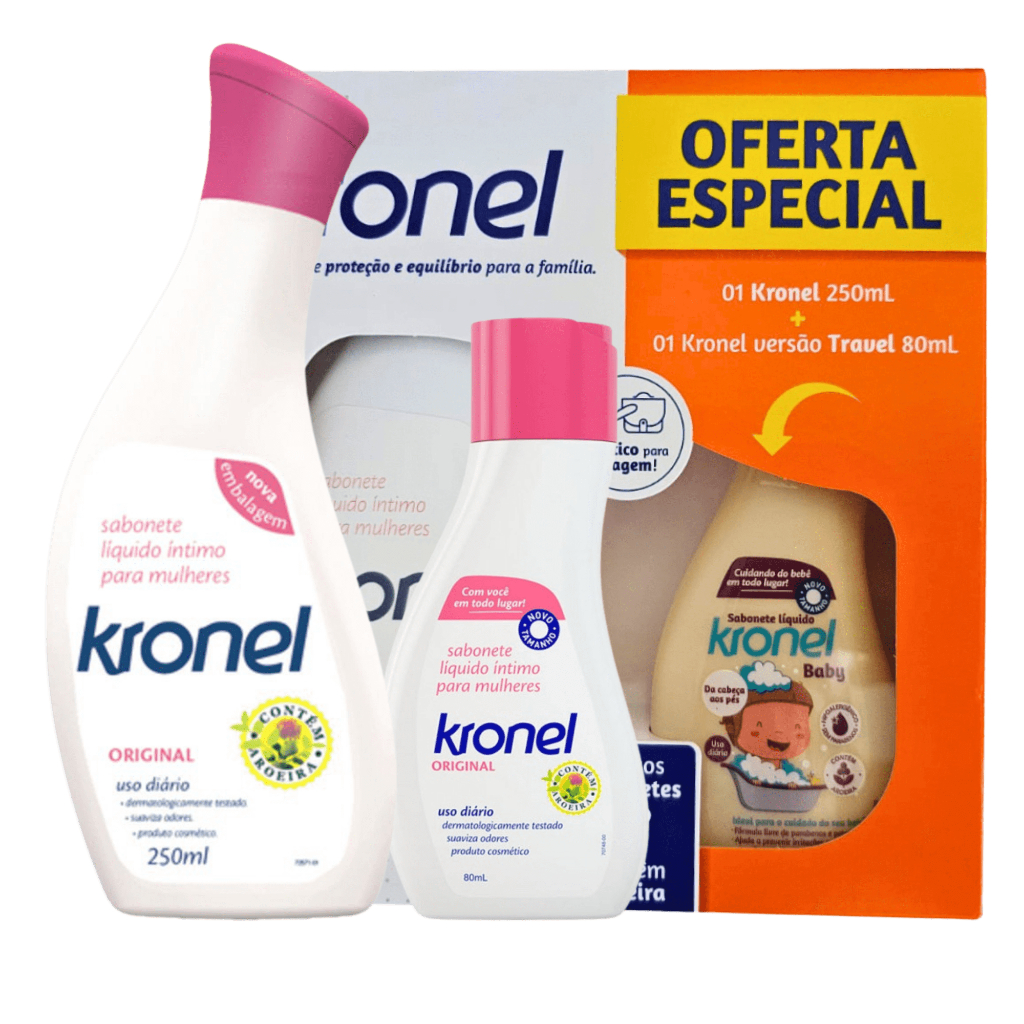 Sabonete Líquido Íntimo Kronel 250mL 80mL - Kit | Shopee Brasil