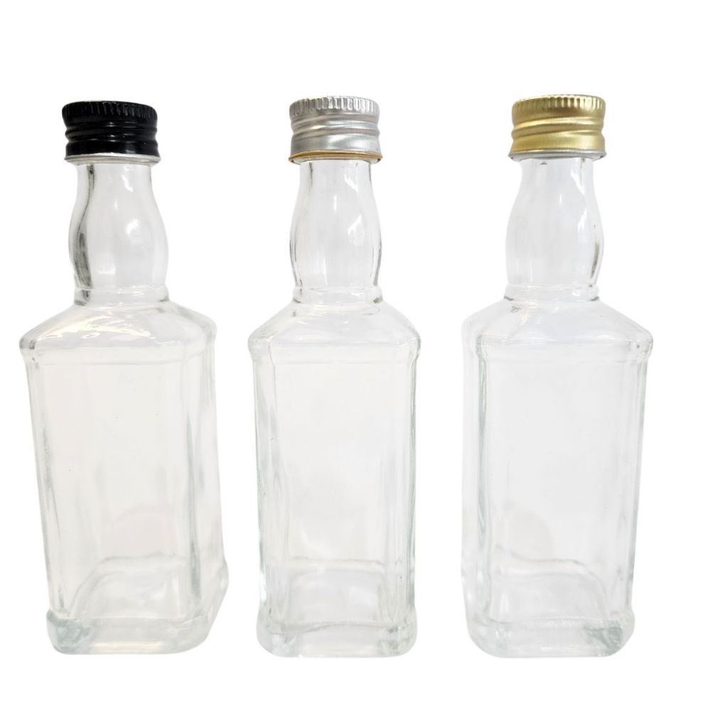 Kit 80 Mini garrafinha Vidro Whisky 50ml tampa aluminio | Shopee Brasil