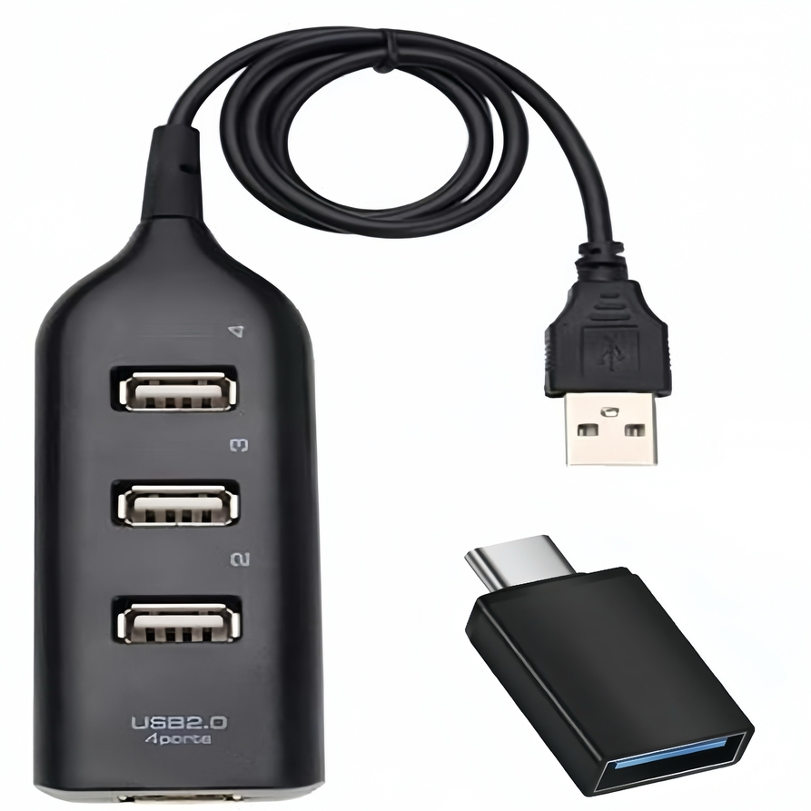 Hub Usb Otg Tipo C 4 Portas Usb 2.0 Adaptador De Teclado Mouse Para Celular Pen Drive Kit ...
