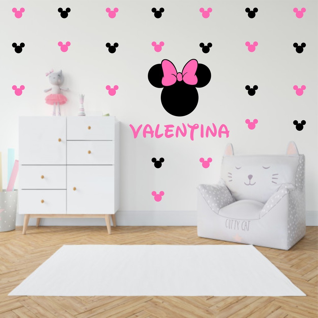 Adesivo de parede Minnie + Nome personalizado | Shopee Brasil