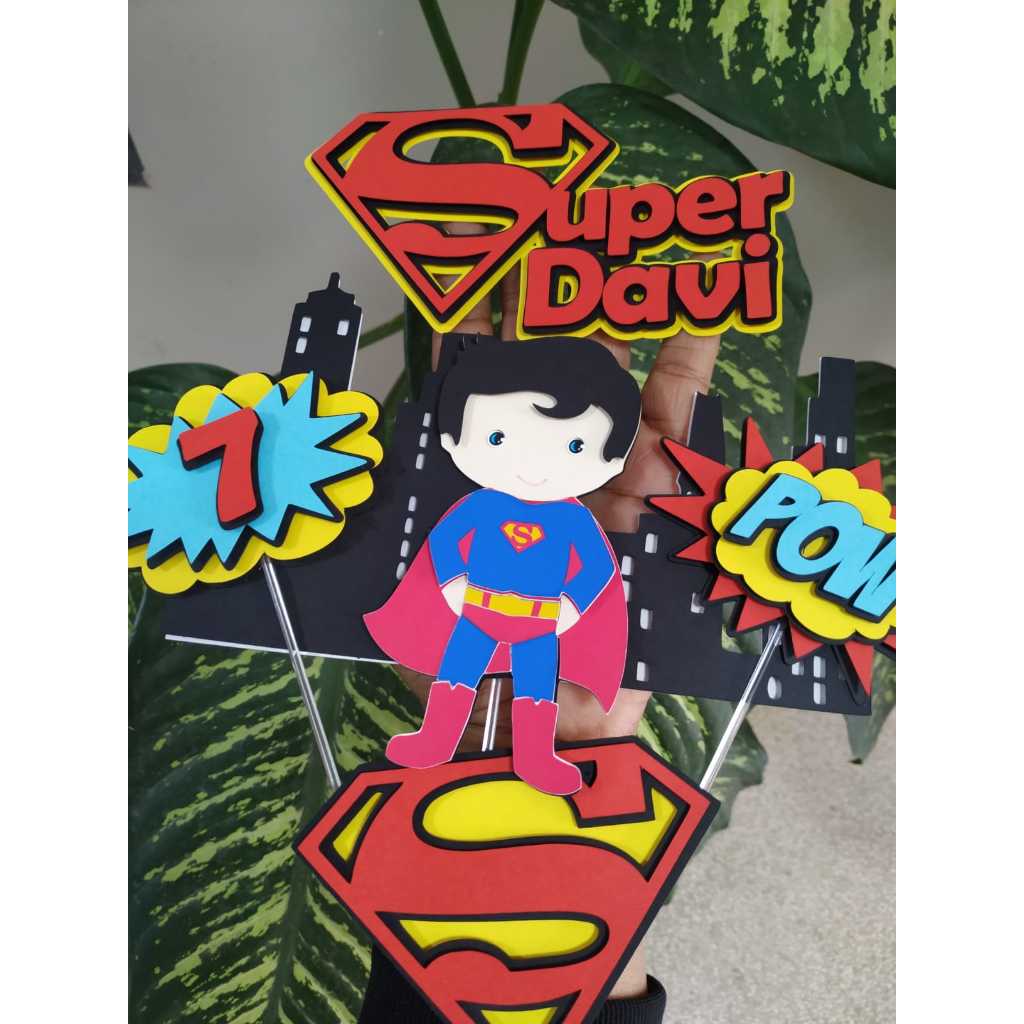Topo/Topper de Bolo Super Homem Davi | Shopee Brasil
