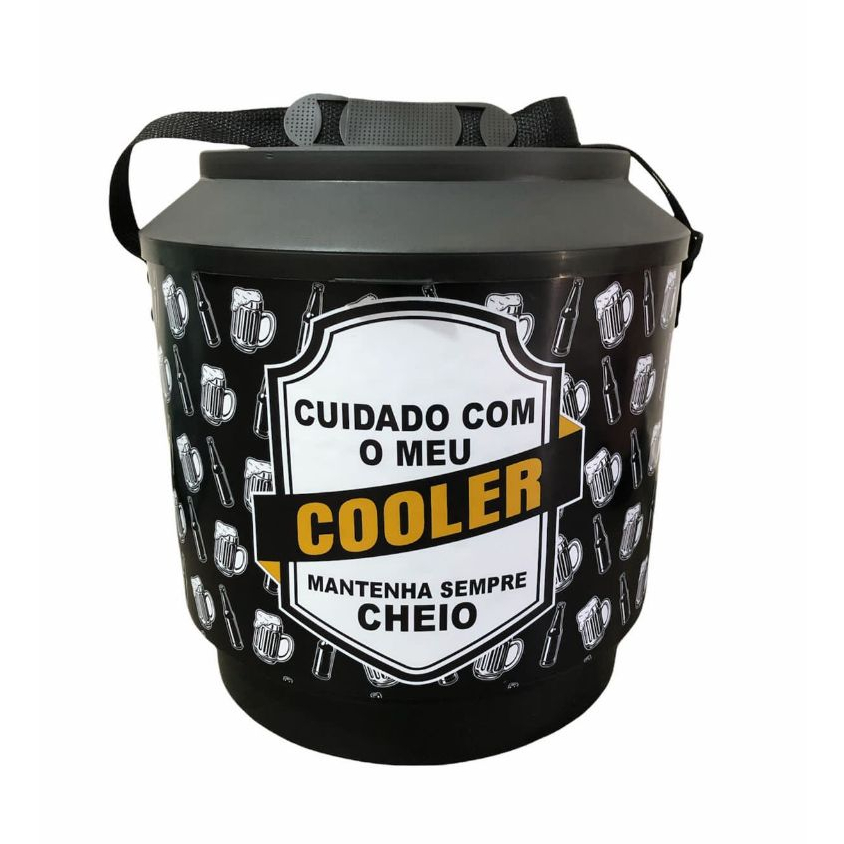 Cooler Térmico Redondo Adesivado 30 Latas Com Alça De Nylon Grande ...