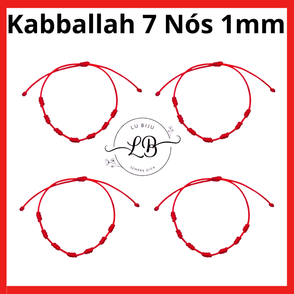Kit 4 Pulseiras Família 7 Sete Nós Kabbalah Cabala Vermelha Adulto ...