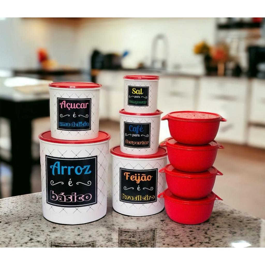 kit potes mantimentos plastico para alimentos 5 potes mantimentos + 4 ...
