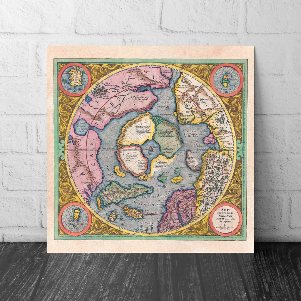 1595 Hyperborean - Pólo Norte - Ártico - Gerardus Mercator | Shopee Brasil