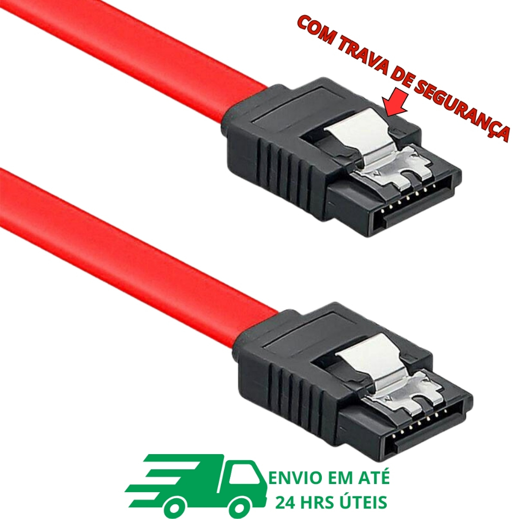 Cabo SATA de Dados 50cm Com trava 6Gb/s SATA 3 Original Vermelho ou ...