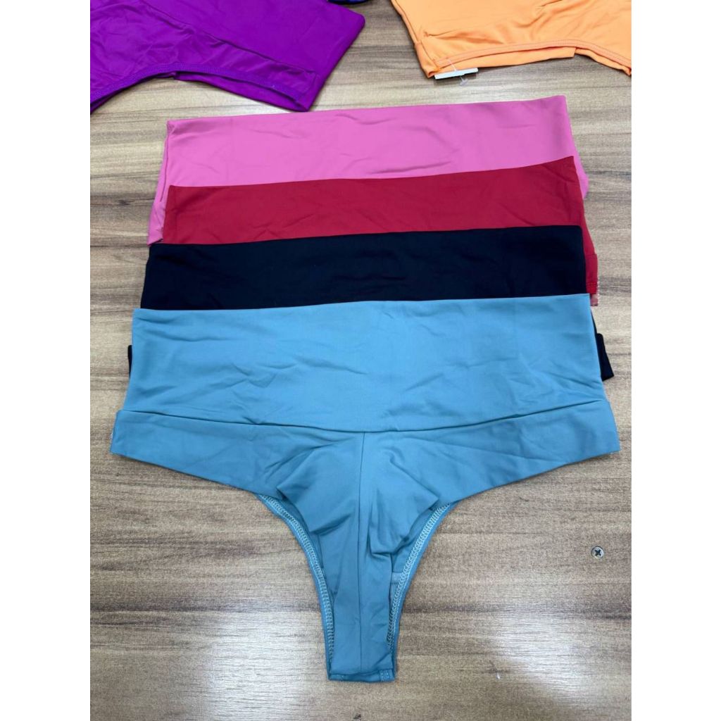 Kit 5 Calcinhas Modeladora Fio Duplo Cintura Alta Cinta Cós em ...