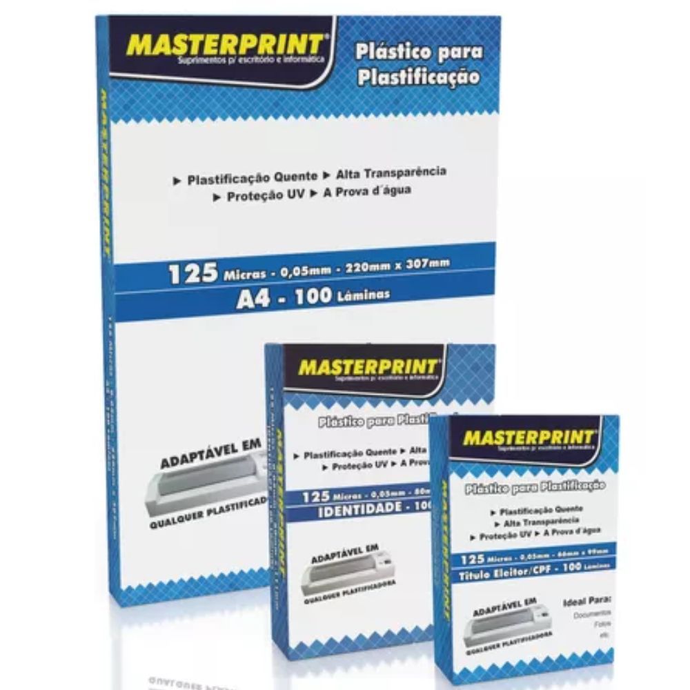 KIT PLÁSTICO PARA PLASTIFICAÇÃO COM 300 FOLHAS Masterprint INCLUSO ...