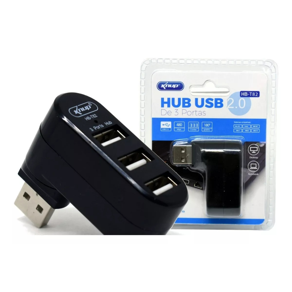 Hub Usb 3 Portas Pc Notebook Portátil Gira 180° 2.0 Knup HB-T82 (S27) | Shopee Brasil