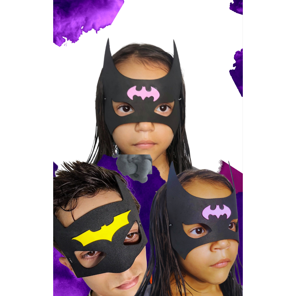 KIT Máscara Batman e Batgirl com elástico, EVA, festa, aniversário ...
