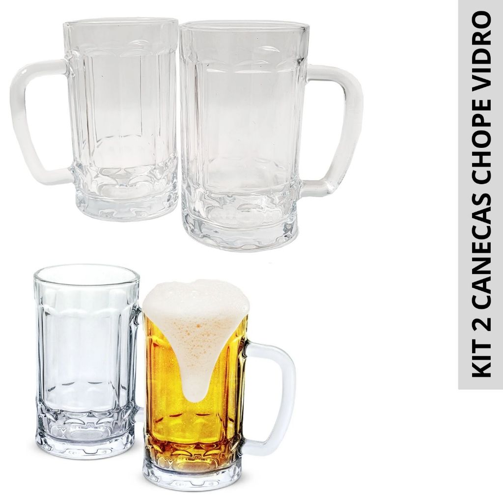 Kit com 2 Canecas de Chopp Vidro 400ml Modelo Outback - Suco, Refrigerante, Chá | Shopee Brasil