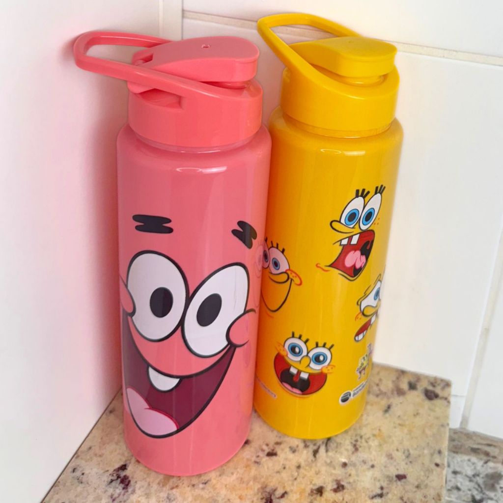 Conjunto Squeeze Plástico Bob Esponja + Patrick Estrela 750ml | Shopee ...