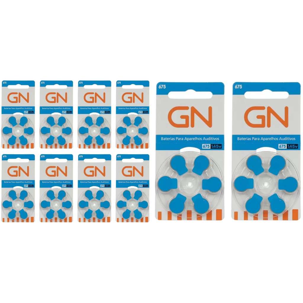 60 Baterias Pilhas para Aparelho Auditivo GN RESOUND - tamanho 675 | Shopee Brasil