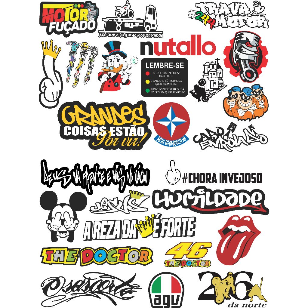 Kit Adesivos Super Cartela Grau Para Bike Capacete Moto Carro 30 x 40cm- Alta Qualidade | Shopee ...
