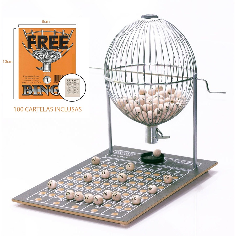 Jogo BINGO Profissional Nº3 Cromado C/ 100 Cartelas Completo | Shopee ...