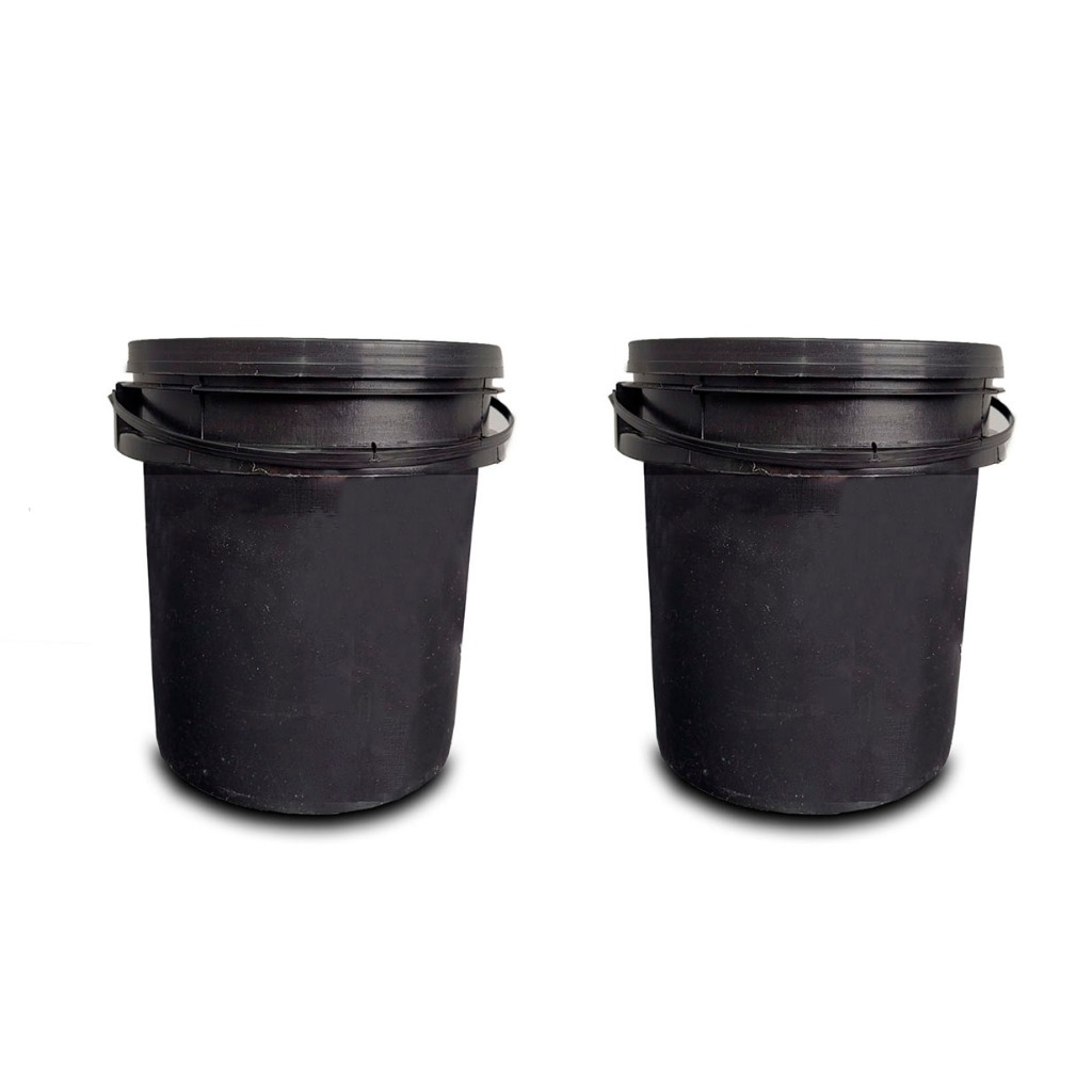 Kit 02 Baldes Plástico Preto 5L Com Tampa Hermética Para Armazenagem ...