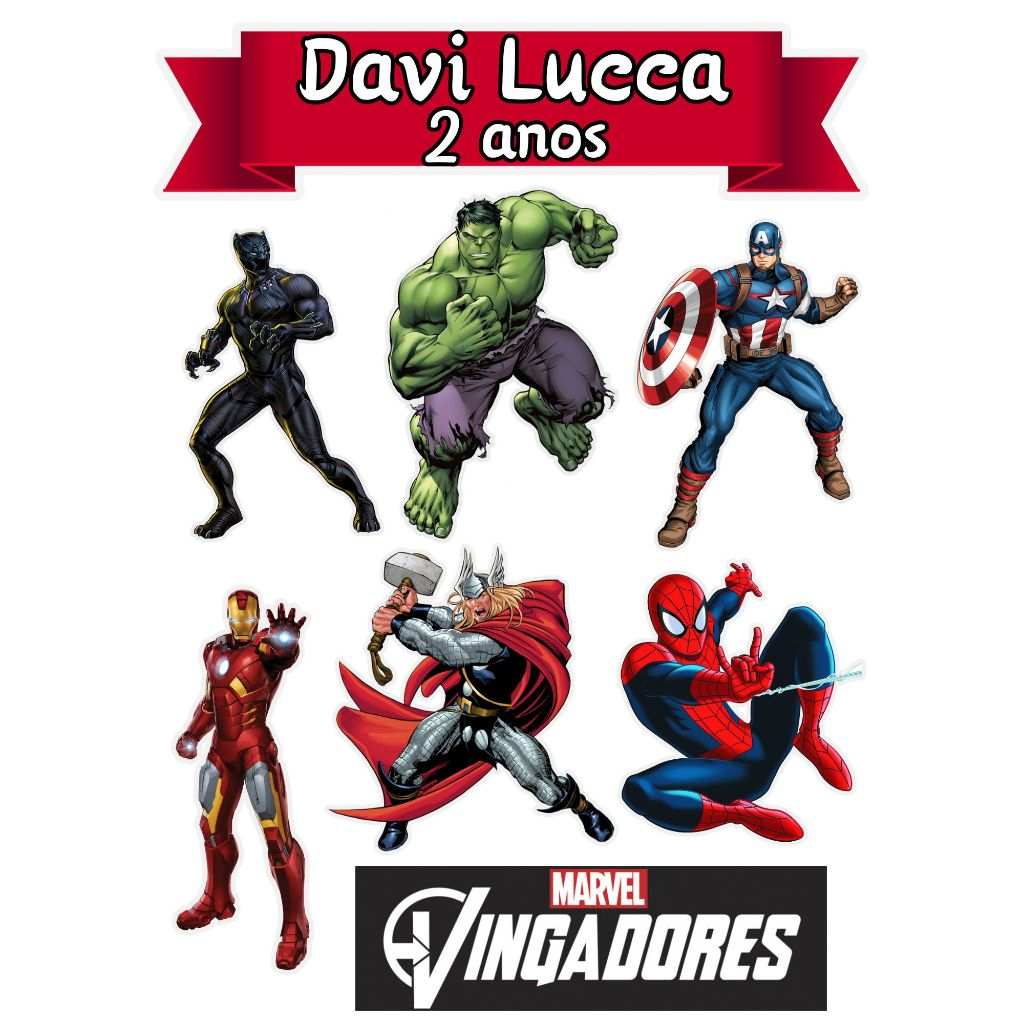 Topo Topper De Bolo Marvel Vingadores Hulk Homem De Ferro Capitão ...
