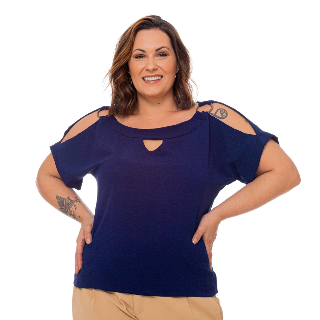 Blusa Plus Size Feminina Ombros de Fora Elegante Festa Casual Roupas ...