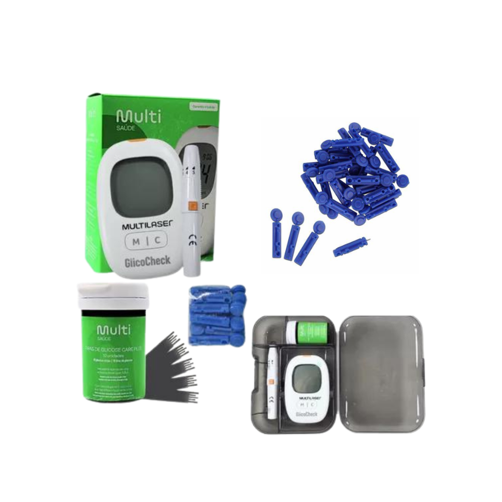 Monitor Glicocimetro Aparelho Medidor de Glicemia Diabetes completo ...
