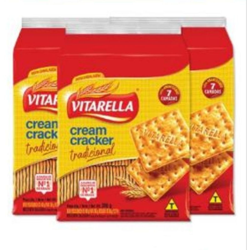 KIT COM 3 Biscoito Cream Cracker Tradicional Vitarella Pacote 350g ...