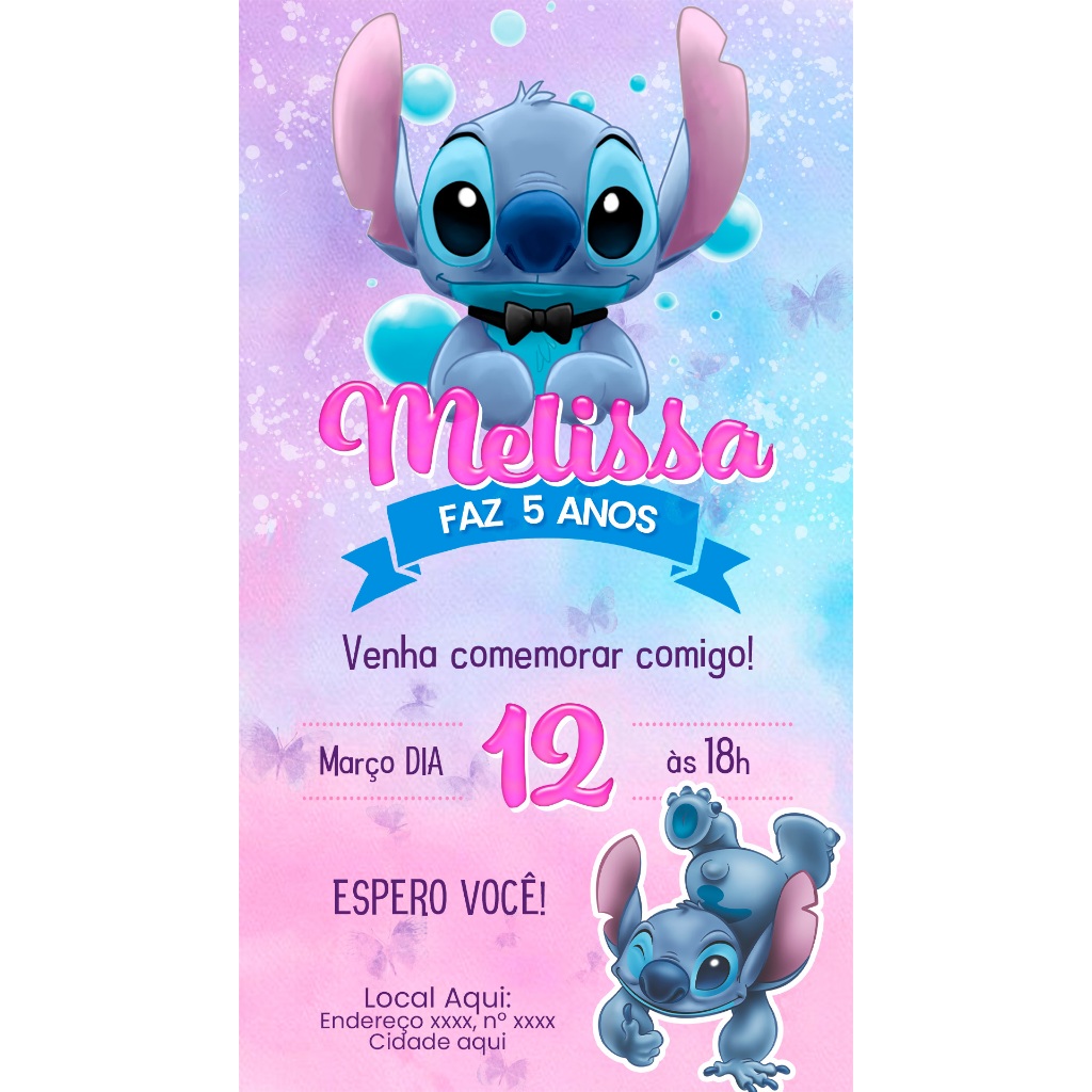 KIT Convite de Aniversário IMPRESSO Lilo Stitch | Shopee Brasil