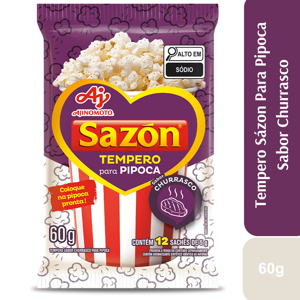 Tempero em pó sazón pipoca sabor churrasco 60g | Shopee Brasil