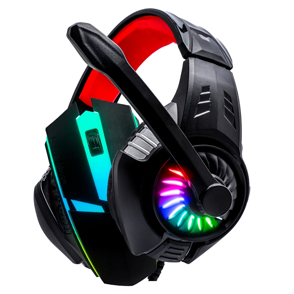 Fone Headset Gamer Led Rgb USB Mouse Gamer Rgb Com Fio 3200dpi PC ...