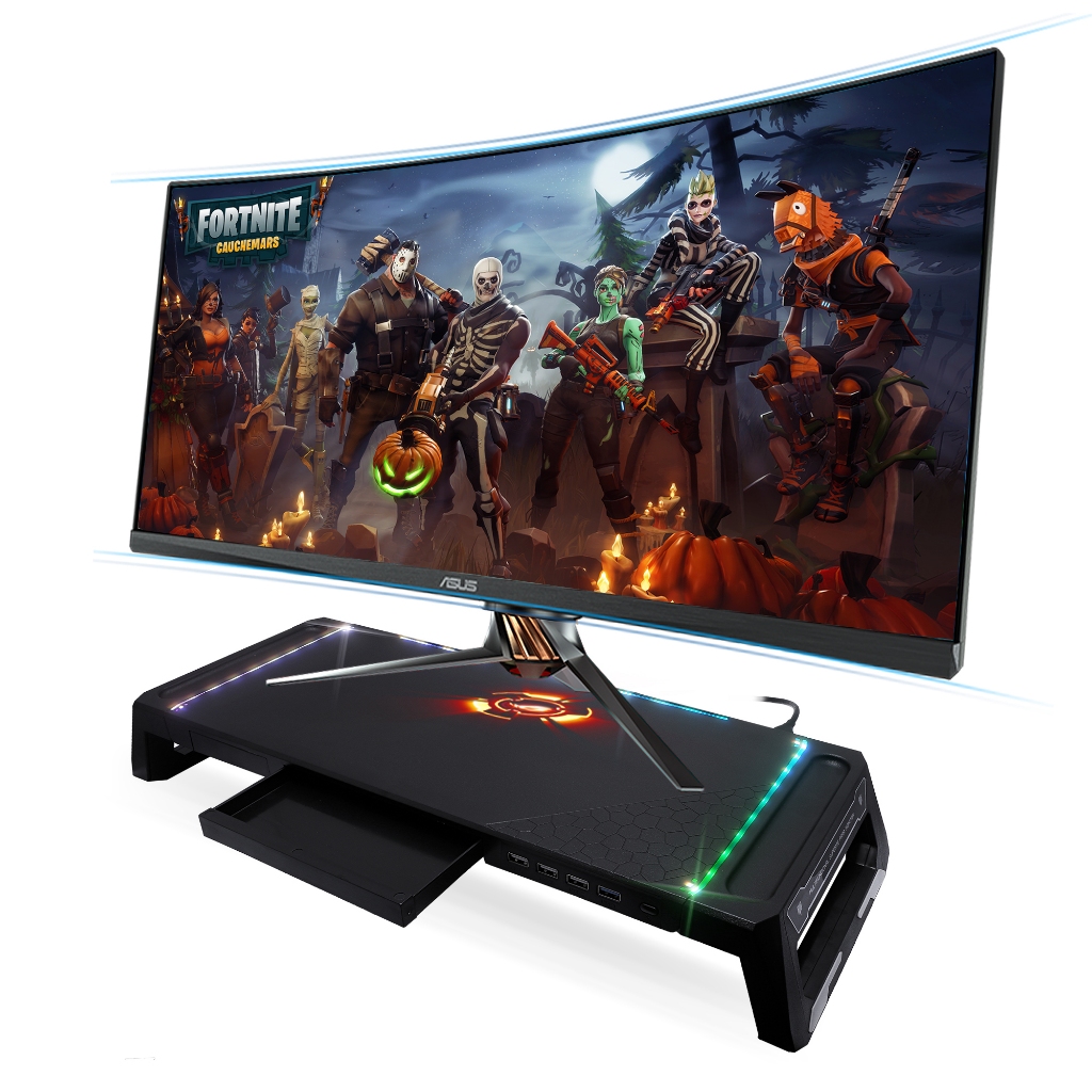 Base Para Monitor Gamer Suporte Tela RGB Rainbow 4 Portas USB Suporte ...