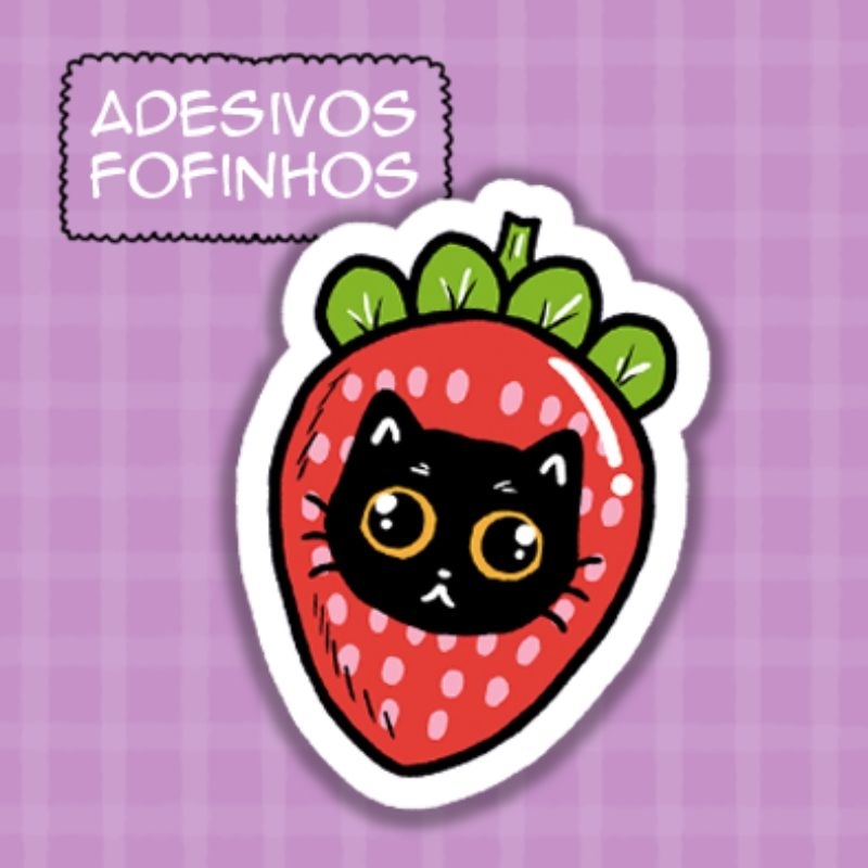 Sticker Pack Kit 3 adesivos Gatinho fofo moranguinho | Shopee Brasil