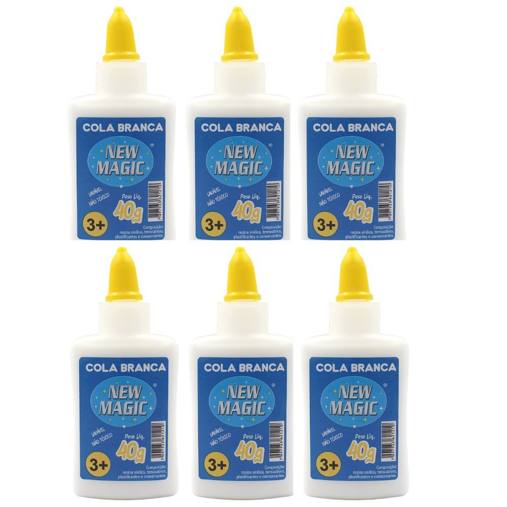 6 x Cola Branca New Magic 40 Gramas | Shopee Brasil