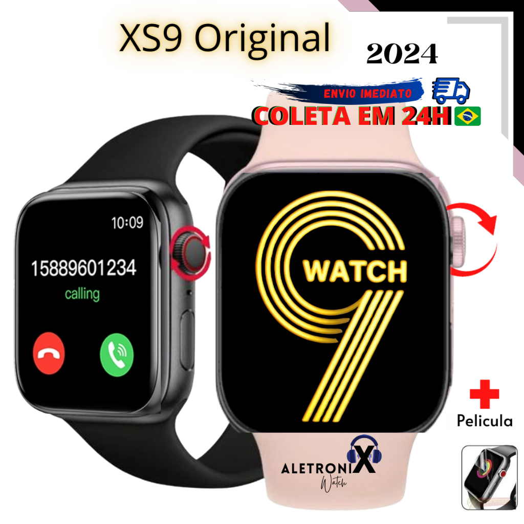 Relógio Inteligente Smartwatch XS9 Azul Série 8 9 e 10 Watch 9 Tela 2 ...