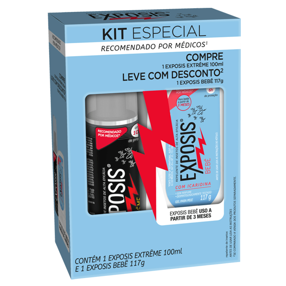 Kit Repelente Exposis Extreme Spray 100ml + Gel Bebê 117g | Shopee Brasil