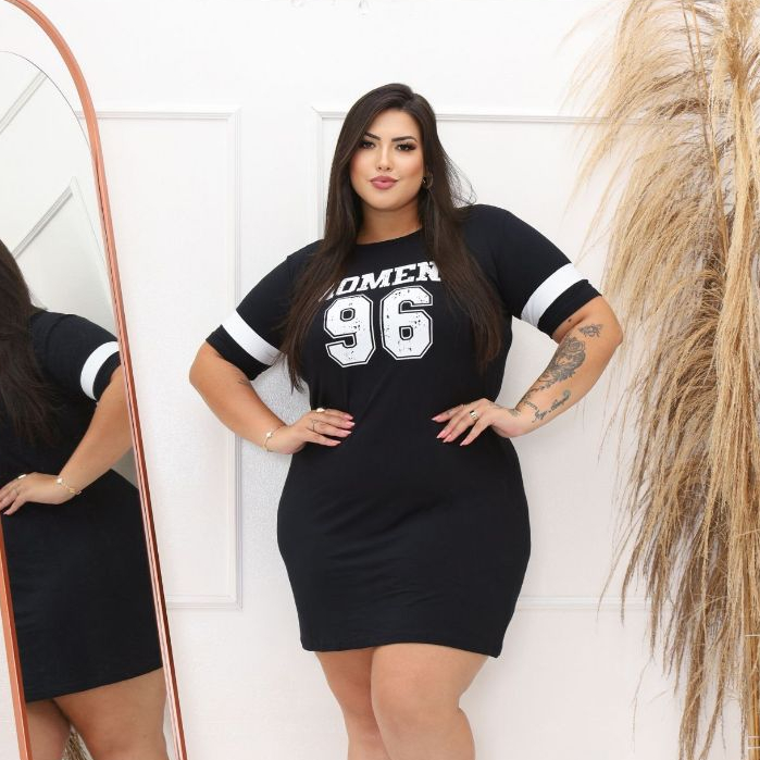 Vestido Plus Size Curve Curvy Estampado Camisão Moda Gringa veste até ...