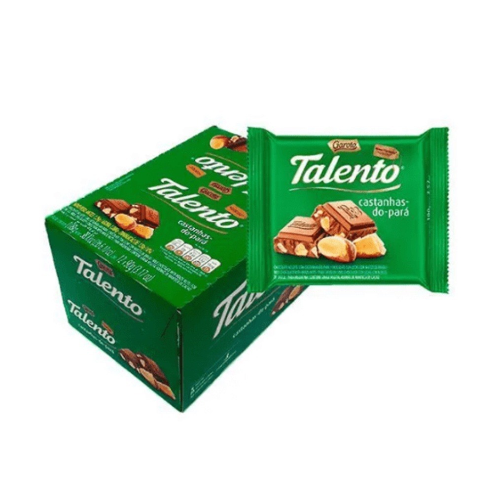 Chocolate Talento Verde Castanha do Pará com 12 unidades 85G - Garoto ...