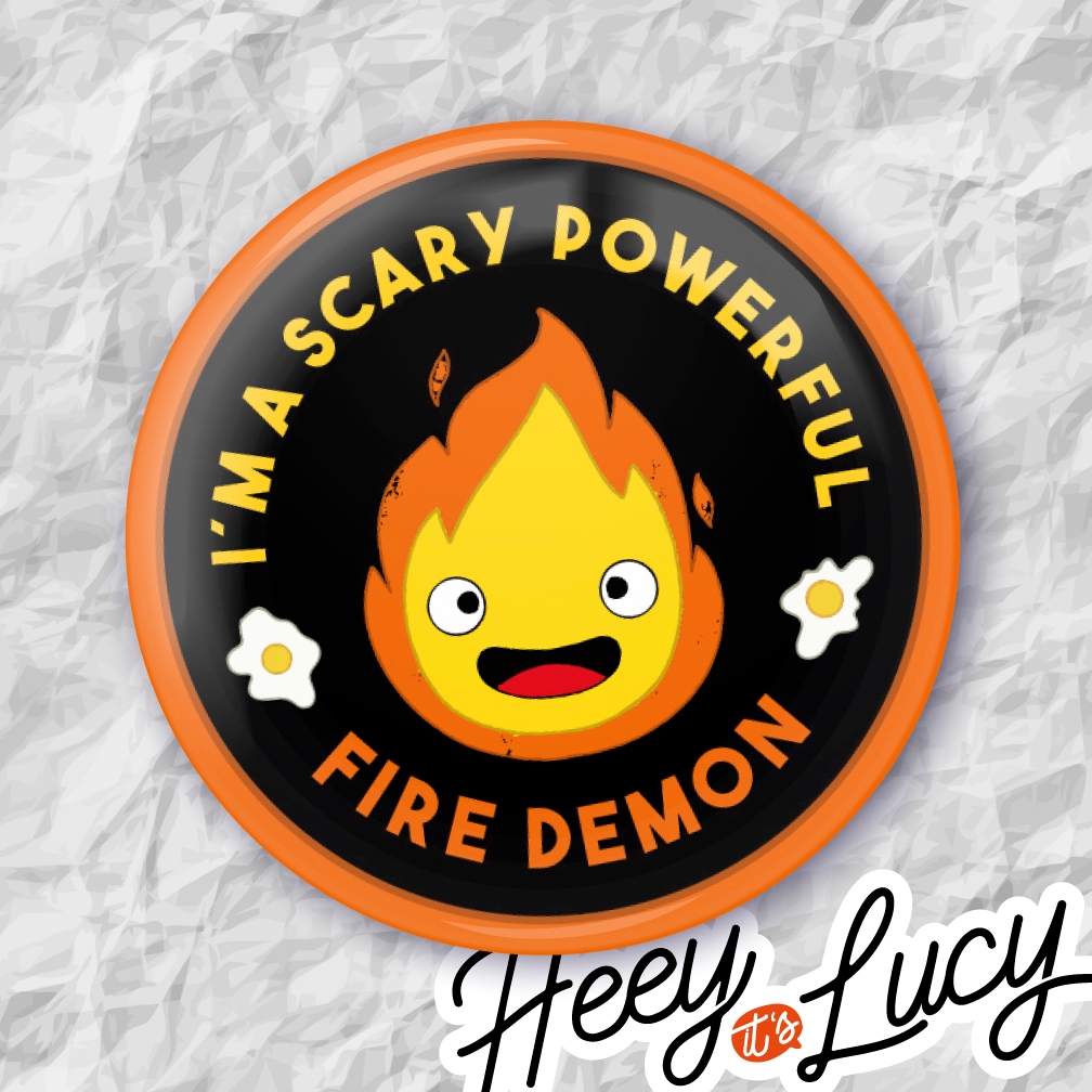 Botton Calcifer "I´m a scary powerful fire demon" - Broche Alfinete 3,8 ...