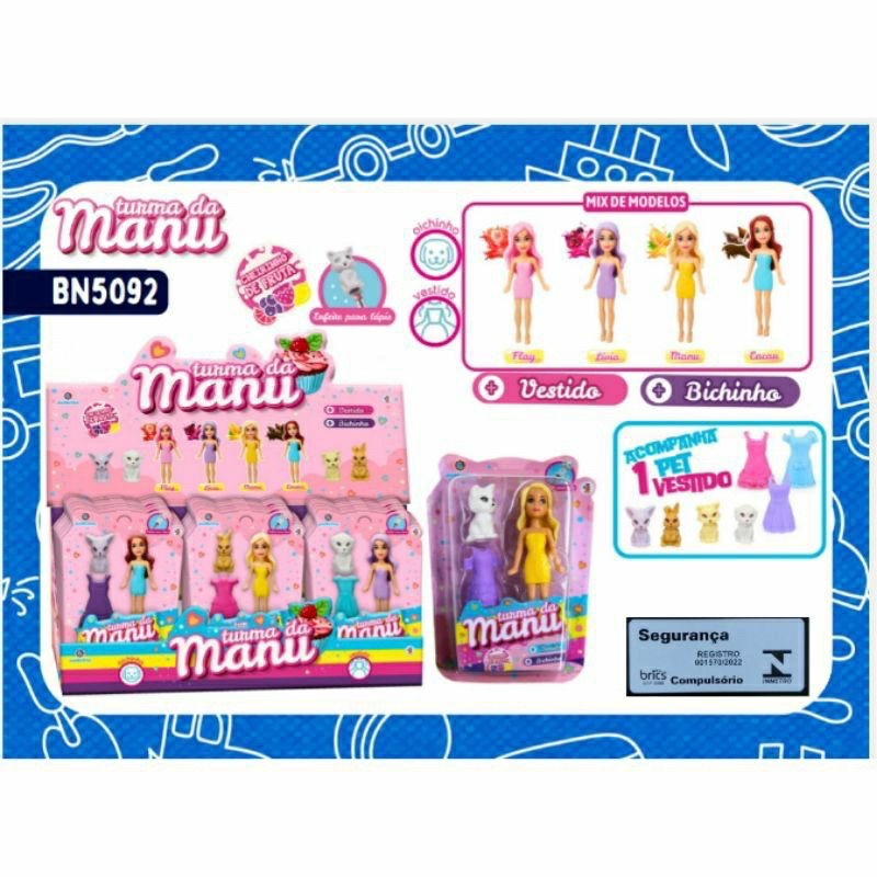 Bonequinha Turma da Manu tipo Polly e Lol com cheirinho de fruta Com ...