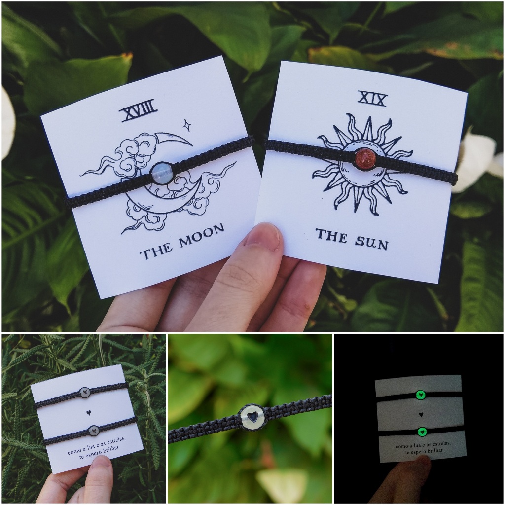Kit Pulseiras Sol e Lua + Par BRILHA NO ESCURO | Shopee Brasil