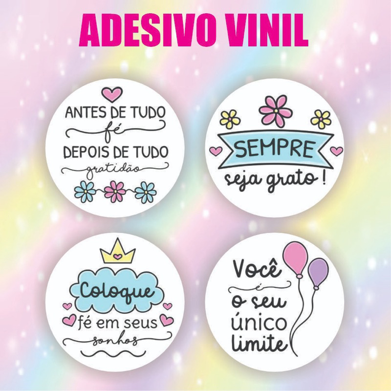 Kit 120 Adesivos Vinil Frases Motivacionais | Adesivo Embalagem Cliente | Adesivo Frases ...