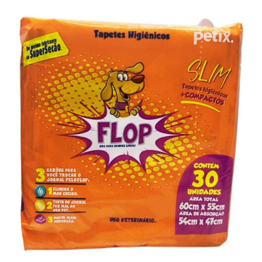 Tapete Higienico Flop Slin Petix Com 30 tapetes de 60 x 55cm Super ...