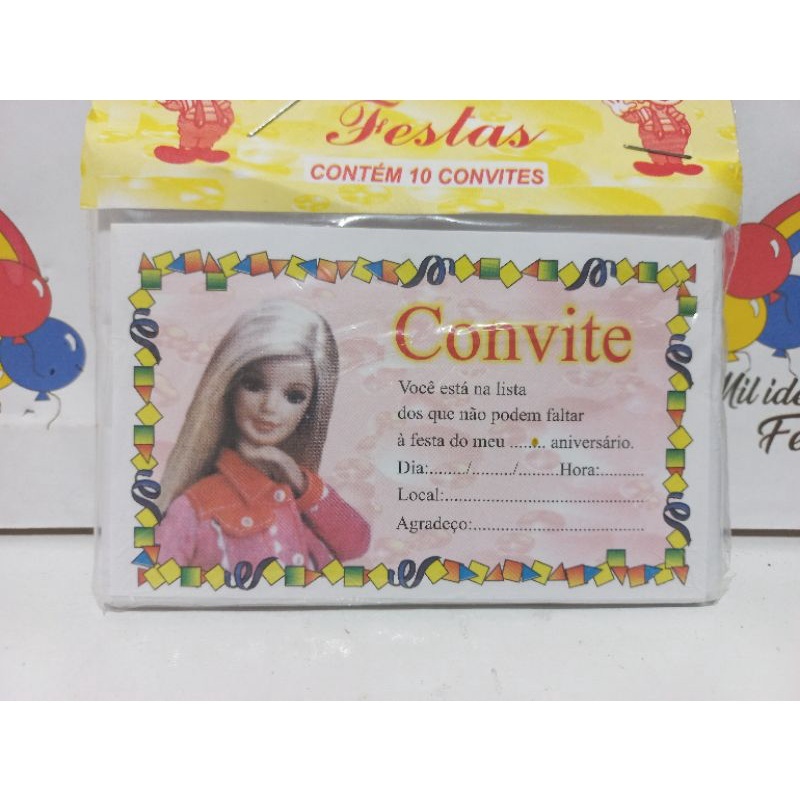 10 Convites temáticos + 10 envelopes para festa aniversario infantil ...